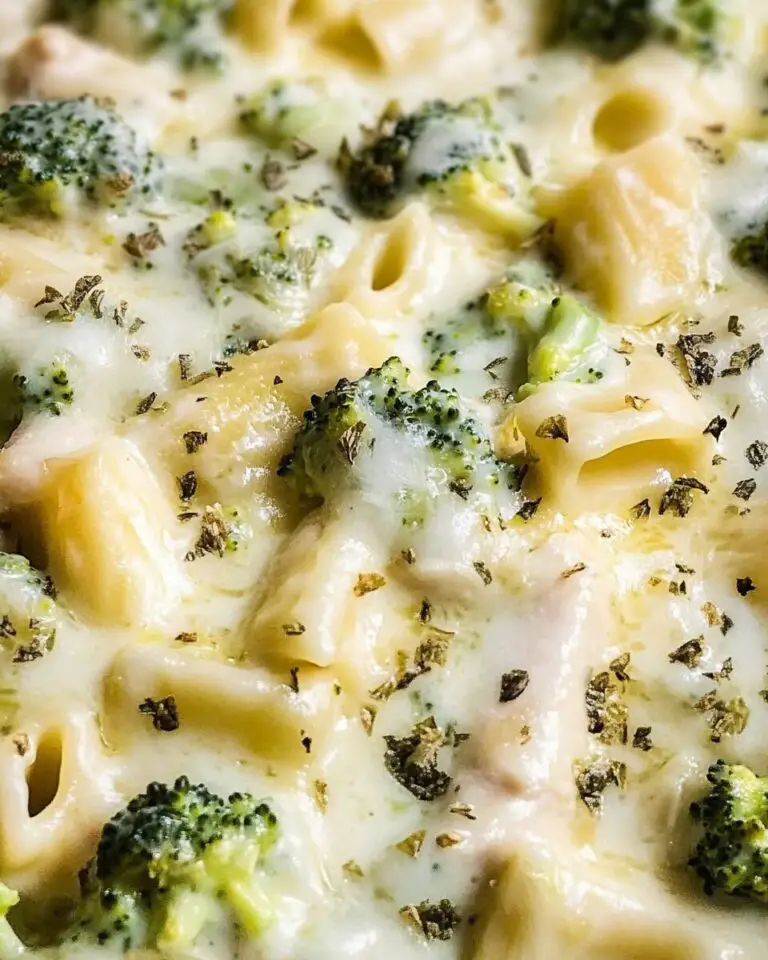 Chicken Alfredo Pasta Bake with Broccoli