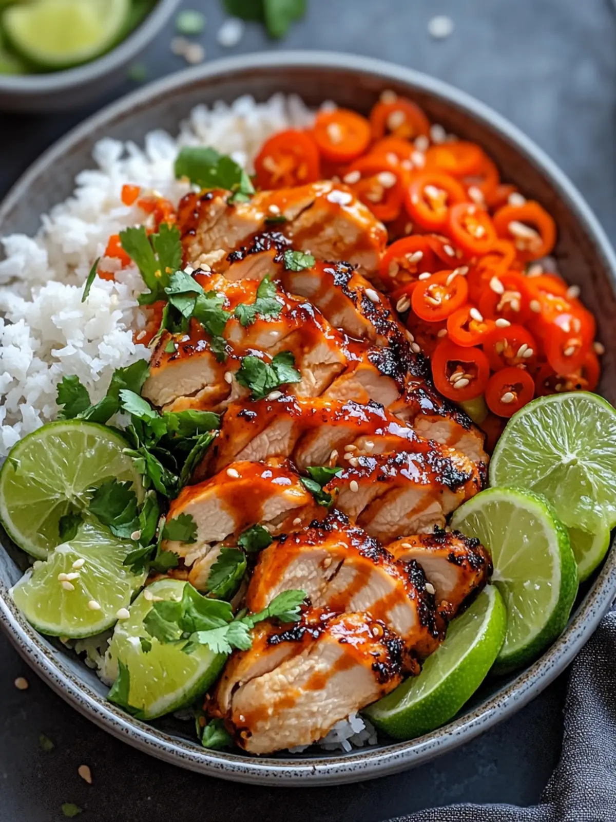 Sweet Chili Chicken Bowl with Coconut Lime Drizzle Everyone Loves