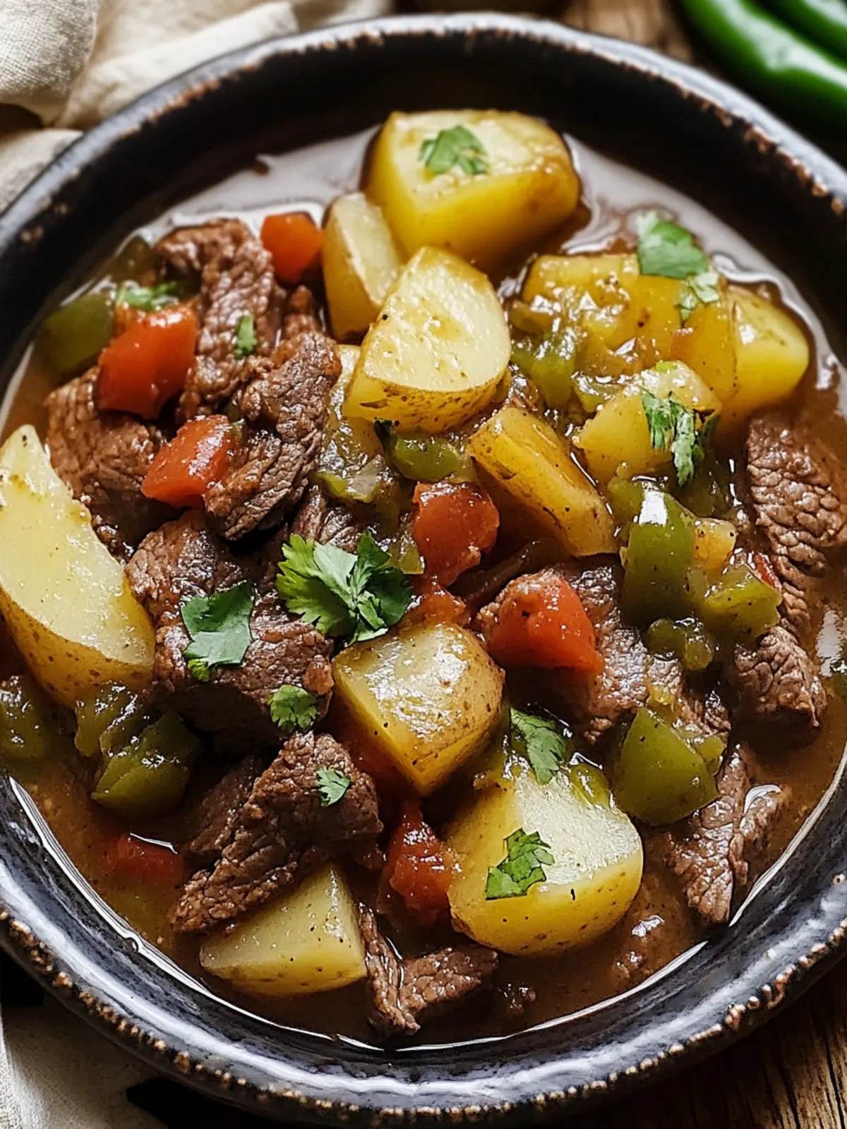 Savory Mexican Beef with Green Chile and Potato Delight