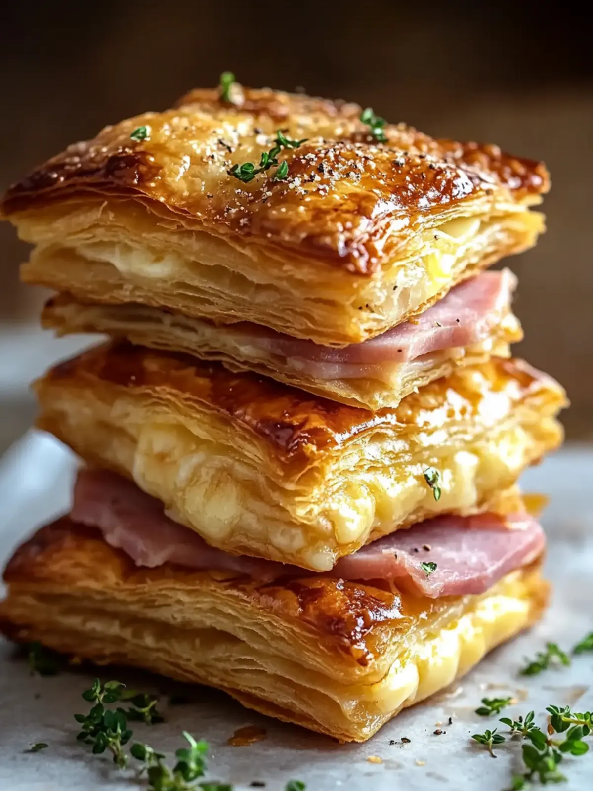 Irresistible Crispy Ham & Cheese Puff Pastry Stacks Recipe